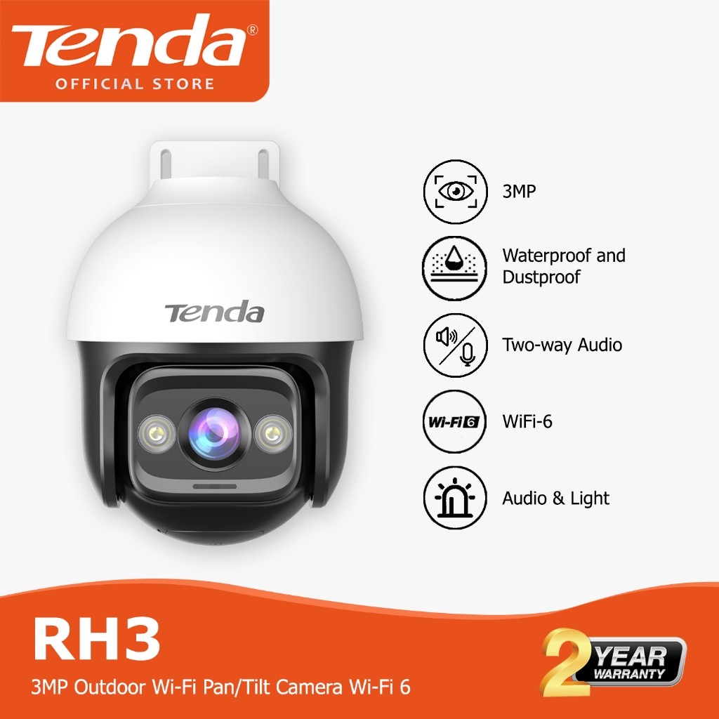 Tenda RH3 IP Camera 3MP 2K CCTV Camera Wireless WiFi 360 Degree Outdoor ...