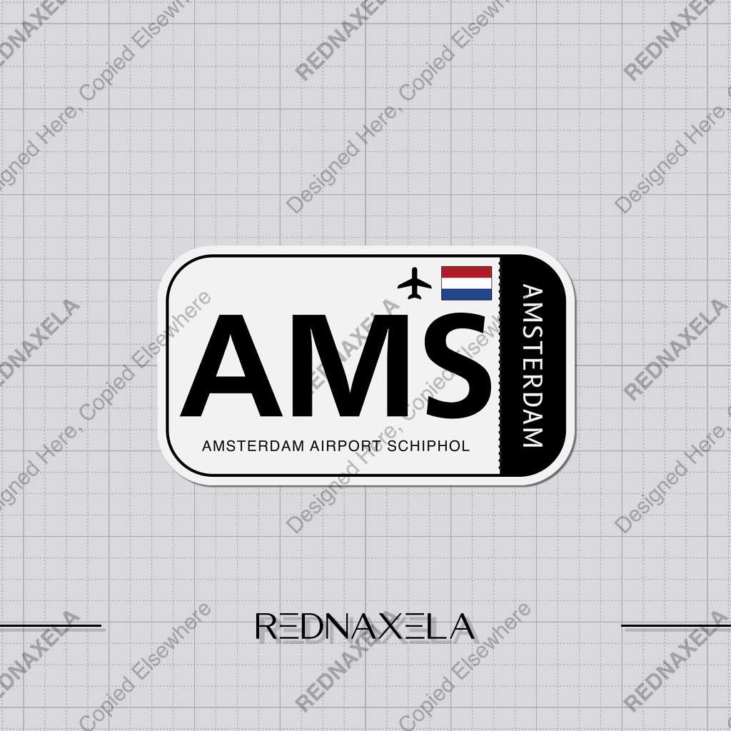 Amsterdam Airport Schiphol Code AMS Sign Sticker | Shopee Philippines