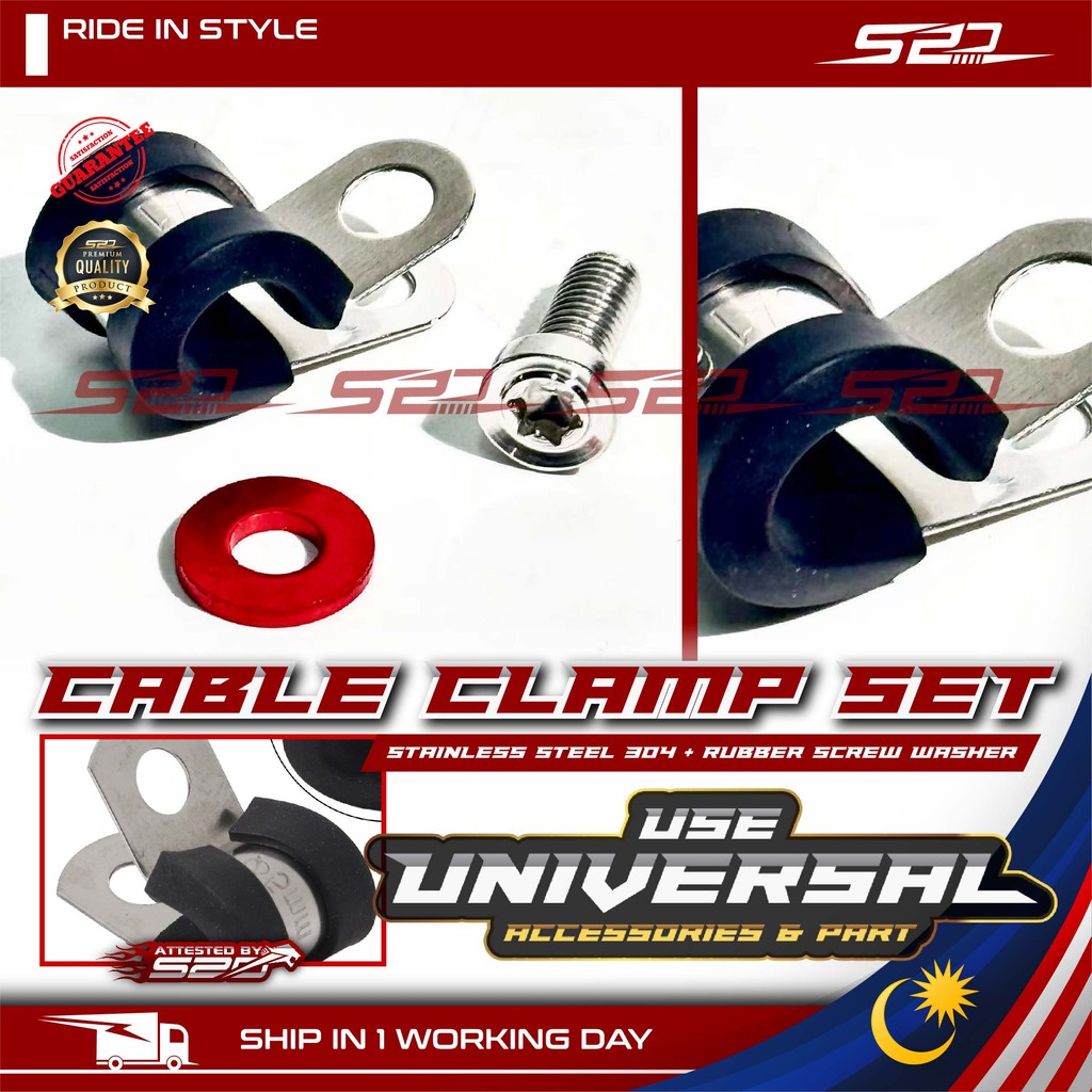 Cable Clamp Set IMPORT Universal Use Stainless Steel 304 Rubber Racing ...