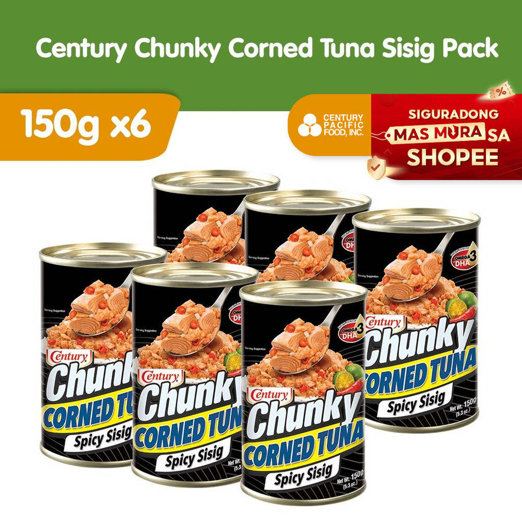 Century Chunky Corned Tuna Sisig 150g (Pack of 6pcs) - Protein, Omega 3 ...
