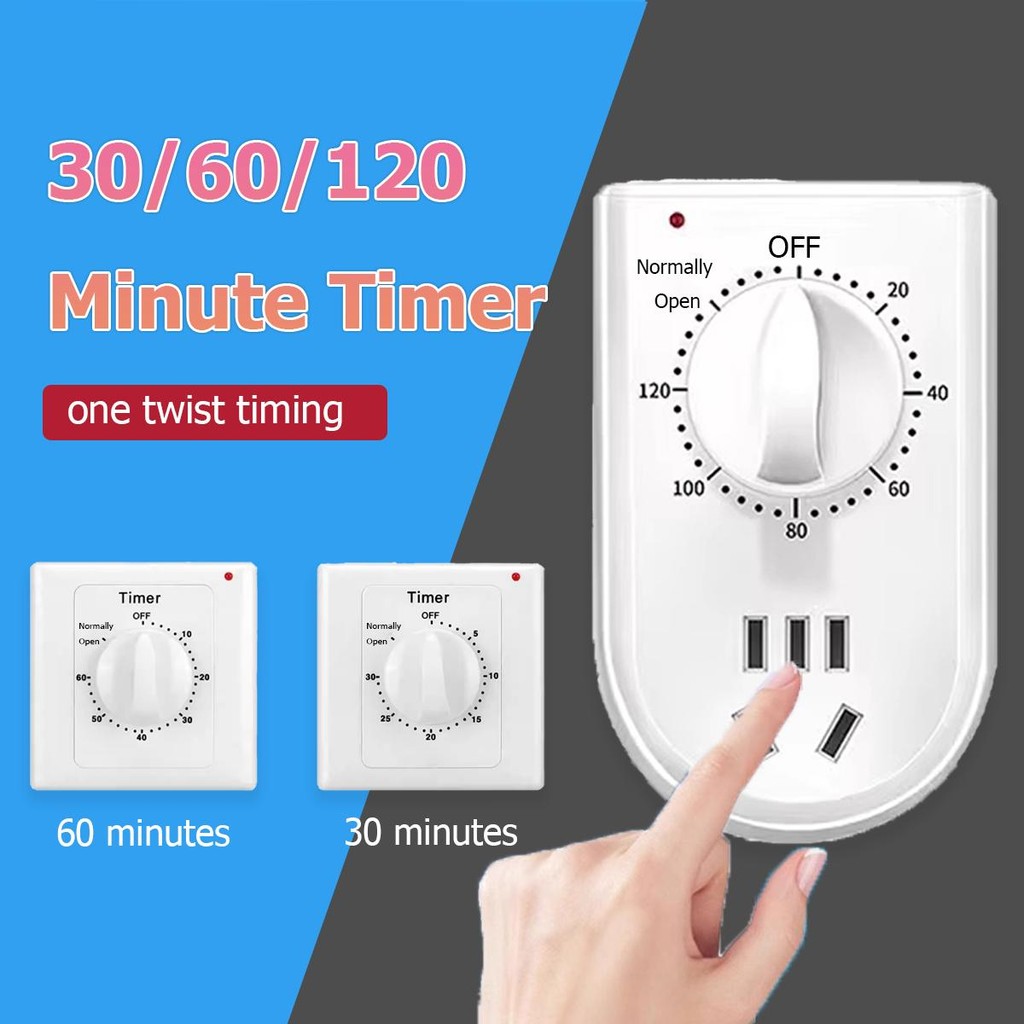 30/60/120 Minute Timer Switch Controller Mechanical Countdown Automatic ...