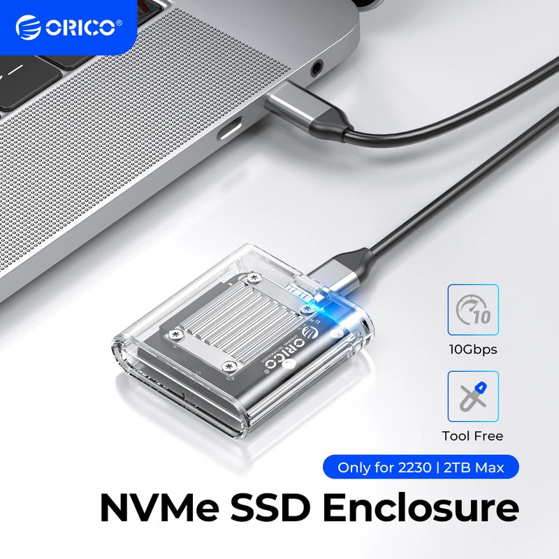 ORICO Transparent M.2 NVMe Enclosure - PCIe SSD External Adapter, M.2 ...