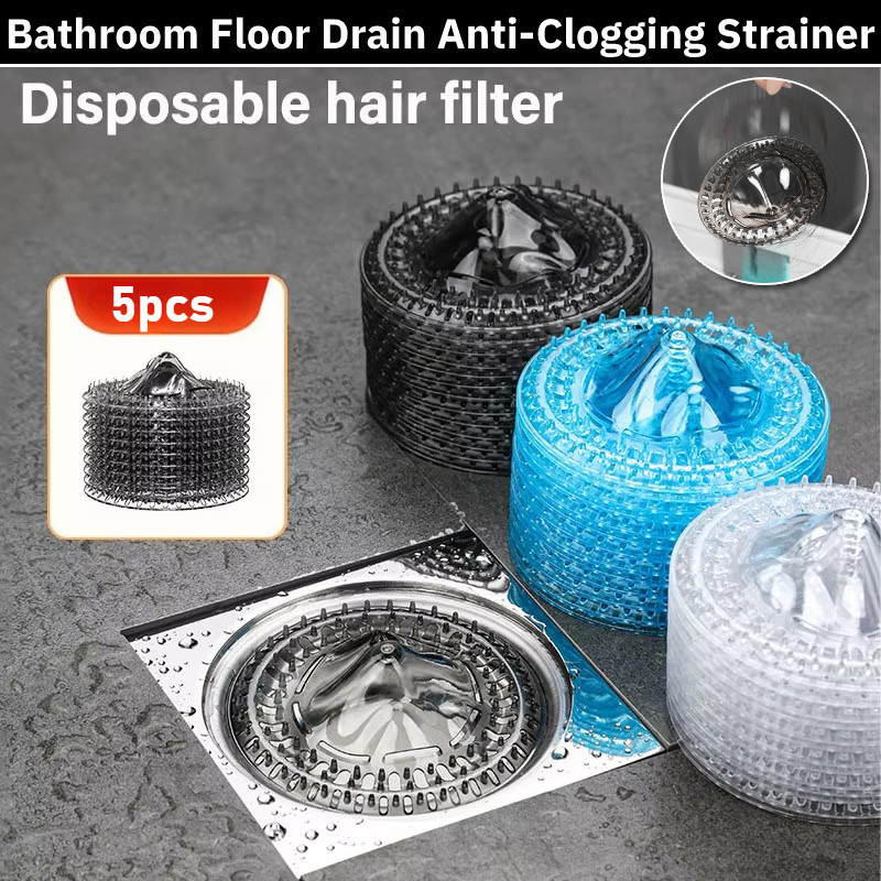 5Pcs Hair Catcher Disposable Drain Filter Bathroom Floor Drains Cover ...