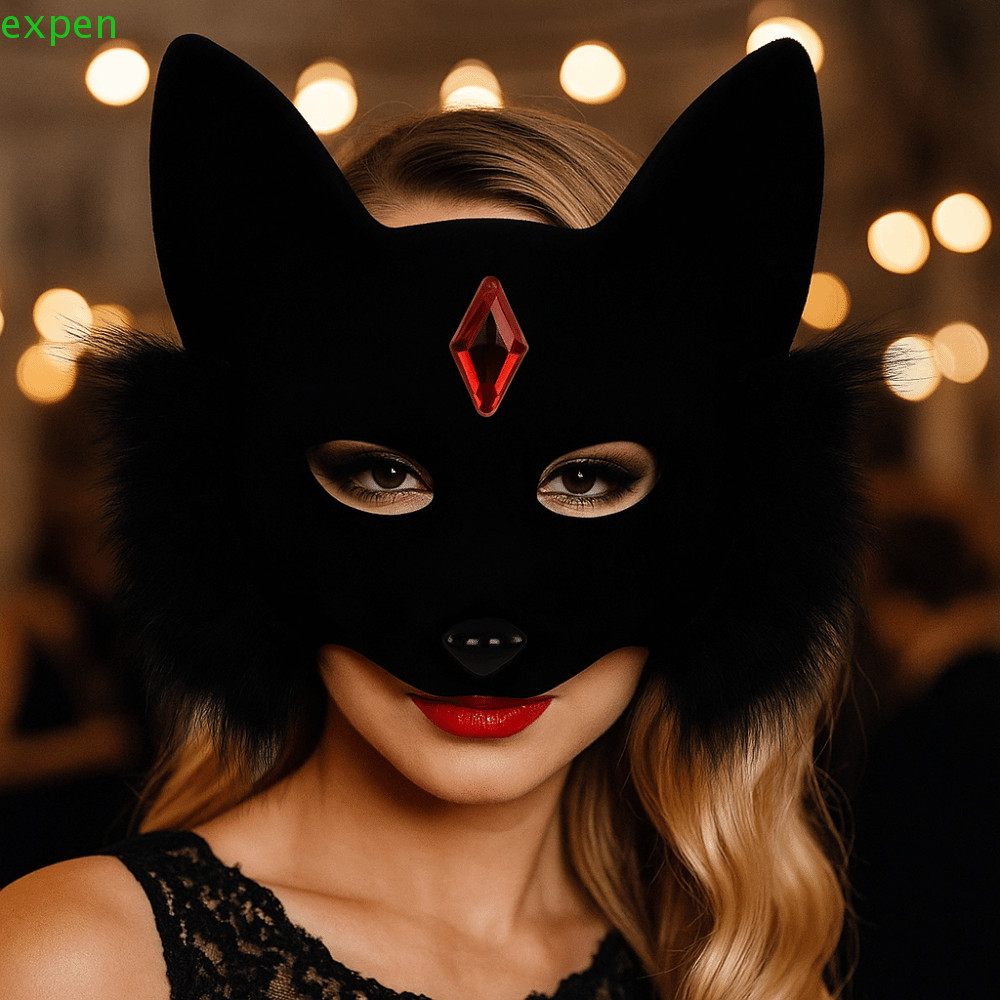 EXPEN Cat Face Masks, Funny Furry Halloween Masquerade Mask, Fancy ...