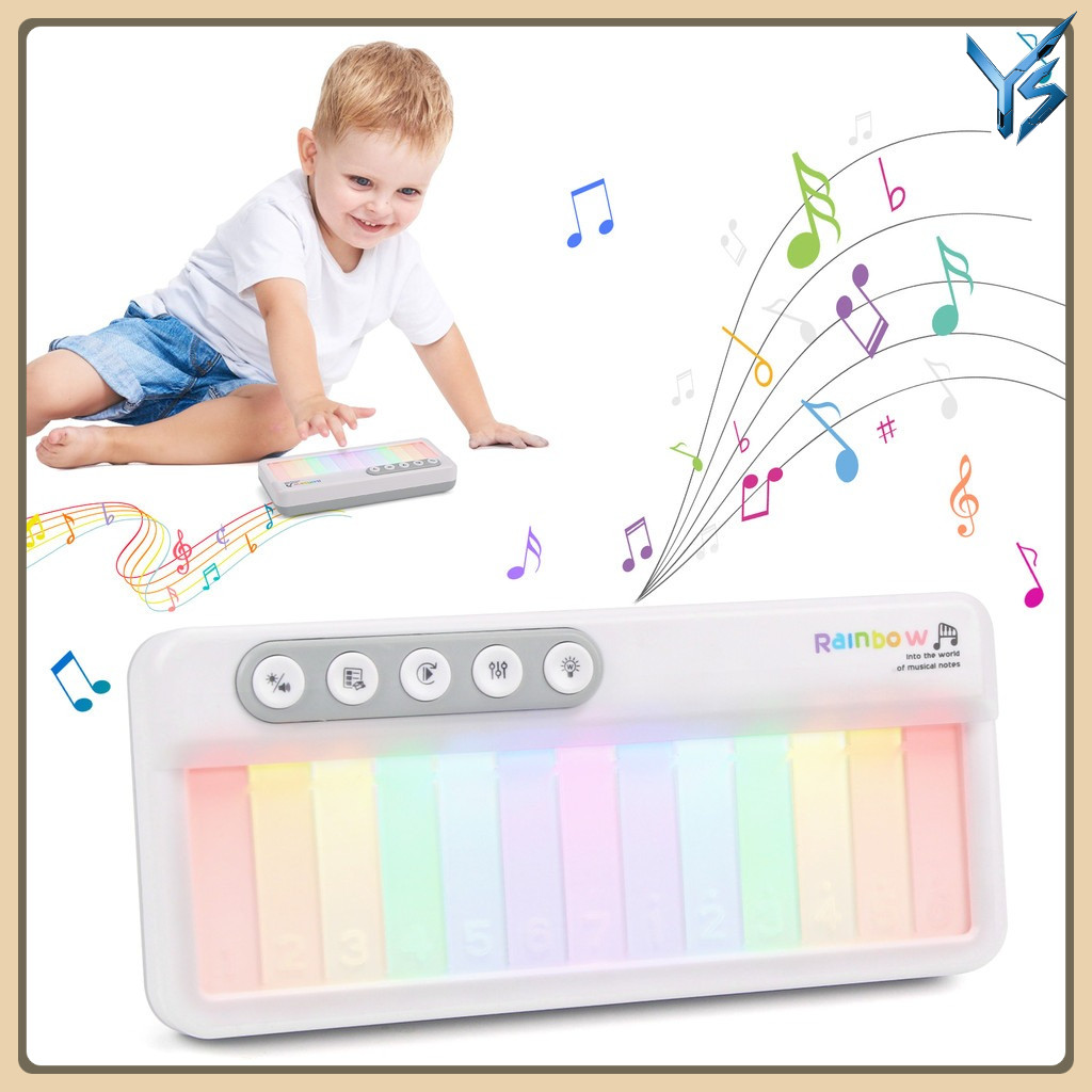 Rainbow Flashing Electronic Piano Toy - 5 Instruments, 13 Melodies ...