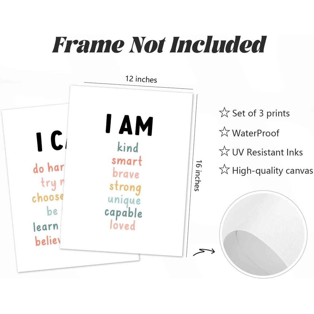 Kids Affirmation Wall Art Positive Canvas Wall Decor Inspirational ...