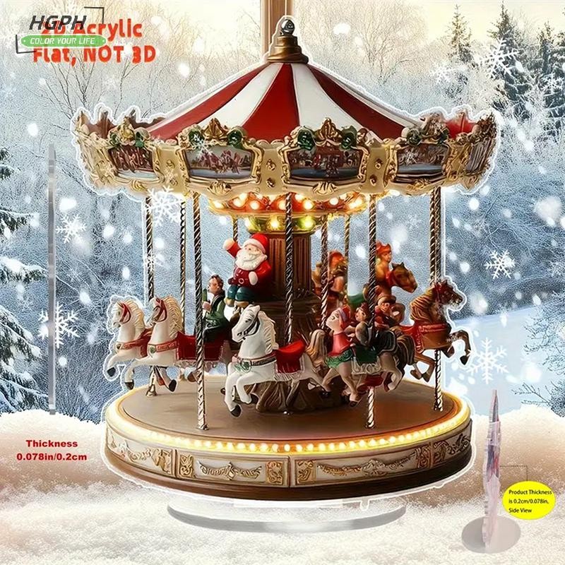 【HGPH】 2D Flat 2D Acrylic Christmas Desk Decor With Base Snowman House ...