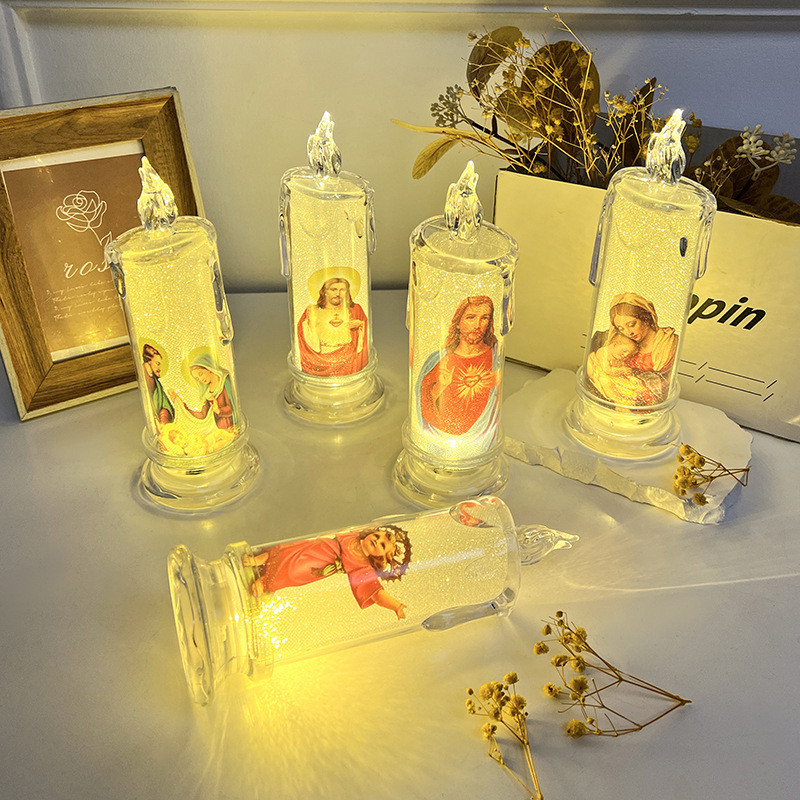 Electric Led Tealight Pillar Light Creative Prayer Candle Battery ...