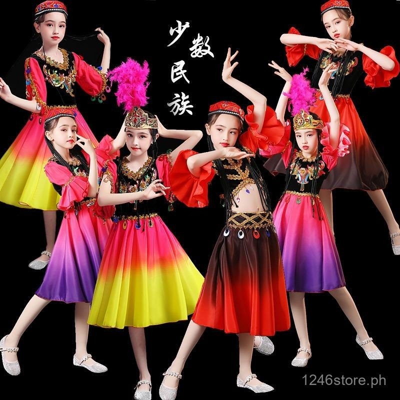 Xinjiang Dance Performance Costumes for Children Girls Uyghur ...