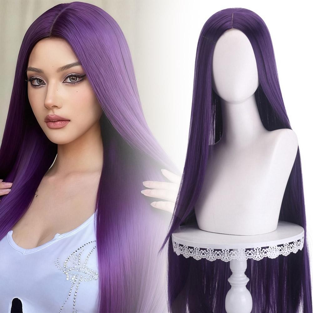 Kpop Demon Hunters Long Straight Wig Purple Pink Black Long Hair Wig ...