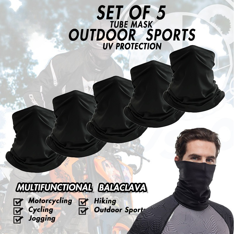 Set of 5 Tube Mask Stretch Magic balaklava Face Mask for Cycling ...