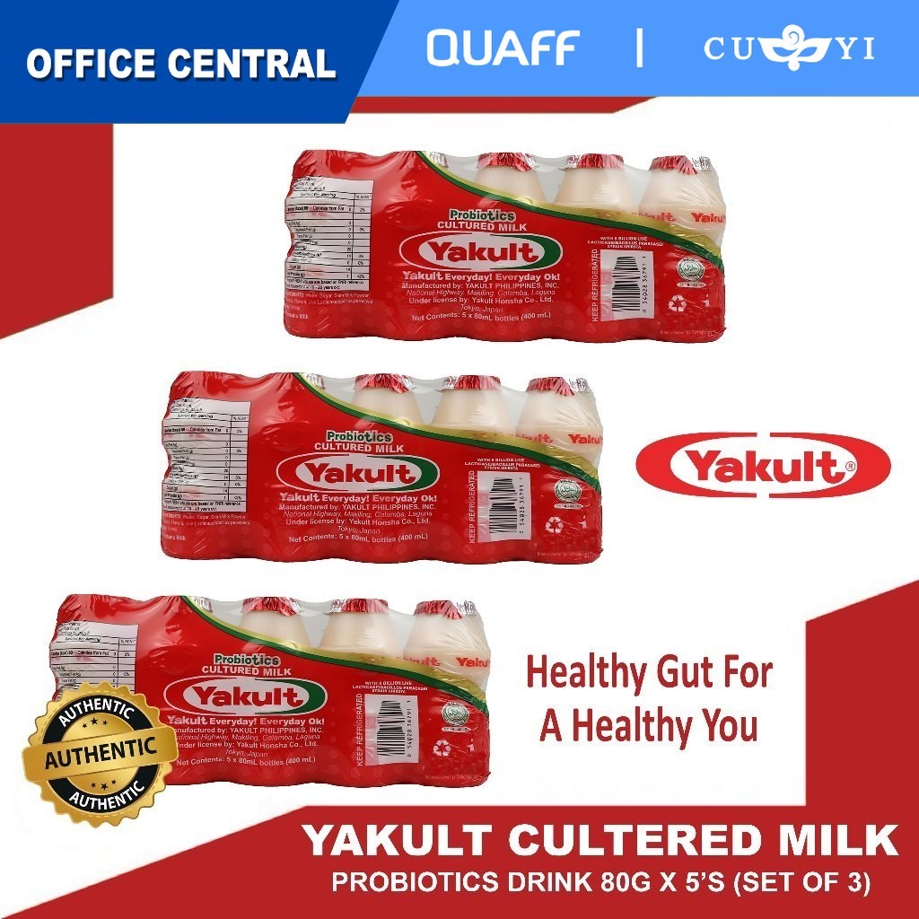 (3 Packs) Yakult Cultured Milk Probiotics Drink Original 80mL x 15 Pieces ( 3 packs x 5's) | OCT ...