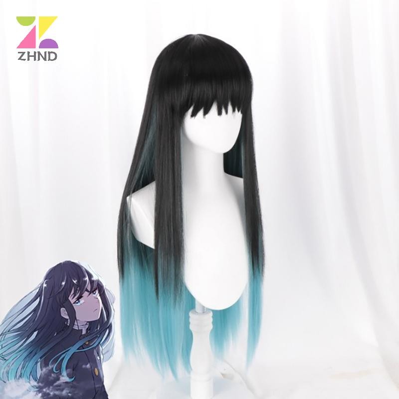 ZHND Anime Tokitou Muichirou Cosplay Wig Muichiro Tokito Wig Heat ...