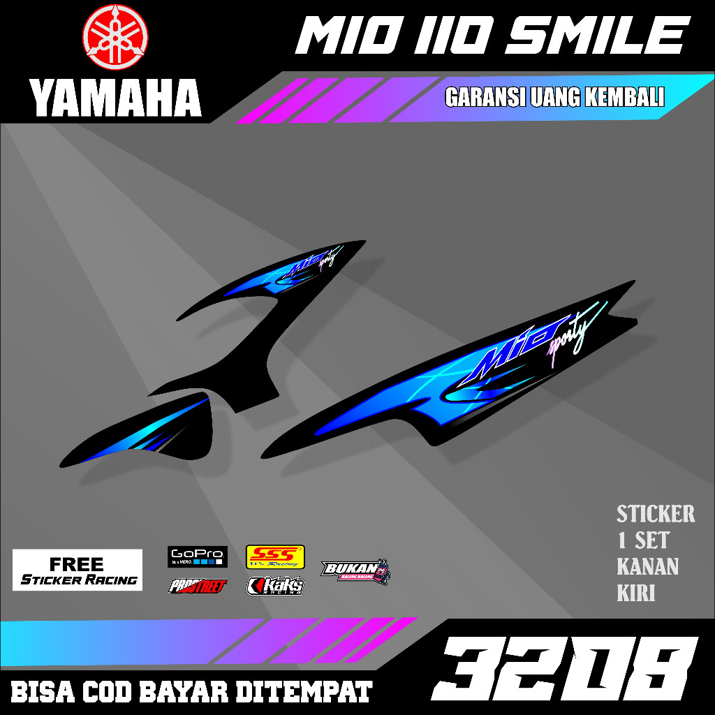 MIO SMILE SPORTY 110 CC SEMI FULL BODY TRANSPARENT VINYL STRIPING ...