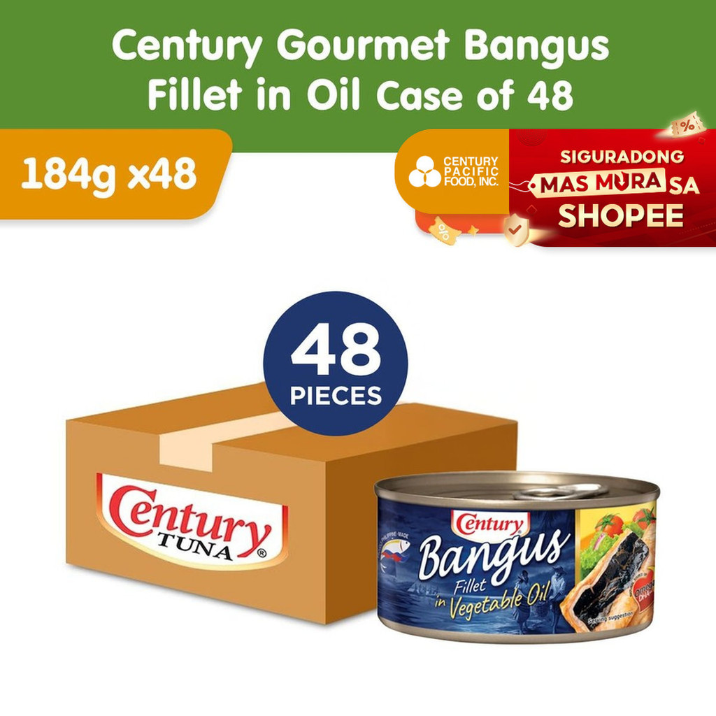 Century Gourmet Bangus Fillet in Oil 184g (Case of 48pcs) | Shopee ...