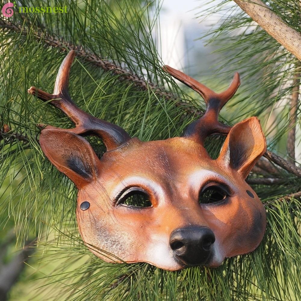 MOSSNEST Deer Head Mask Half-face Mask For Girl For Women Anime Cosplay ...
