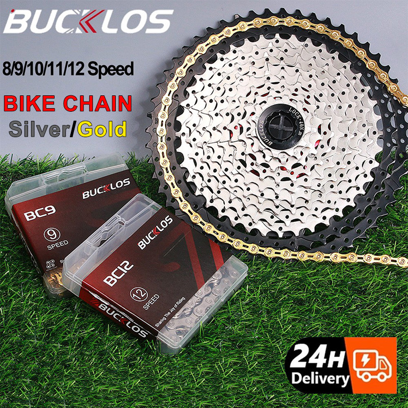 BUCKLOS 9 Speed Bike Chain MTB Chain 8 Speed EL/SL Gold Silver Bicycle ...