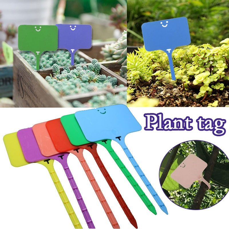 100pcs/set Plant Labels T-Type Garden Tags Plants Waterproof 4 Colors ...