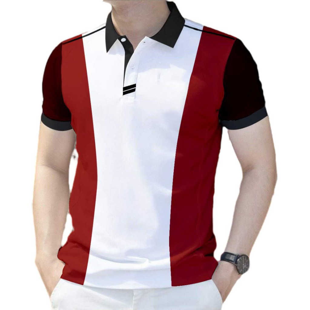 Polo Shirts for Men Youthful Office Fashion Style Polo T-Shirt Full ...