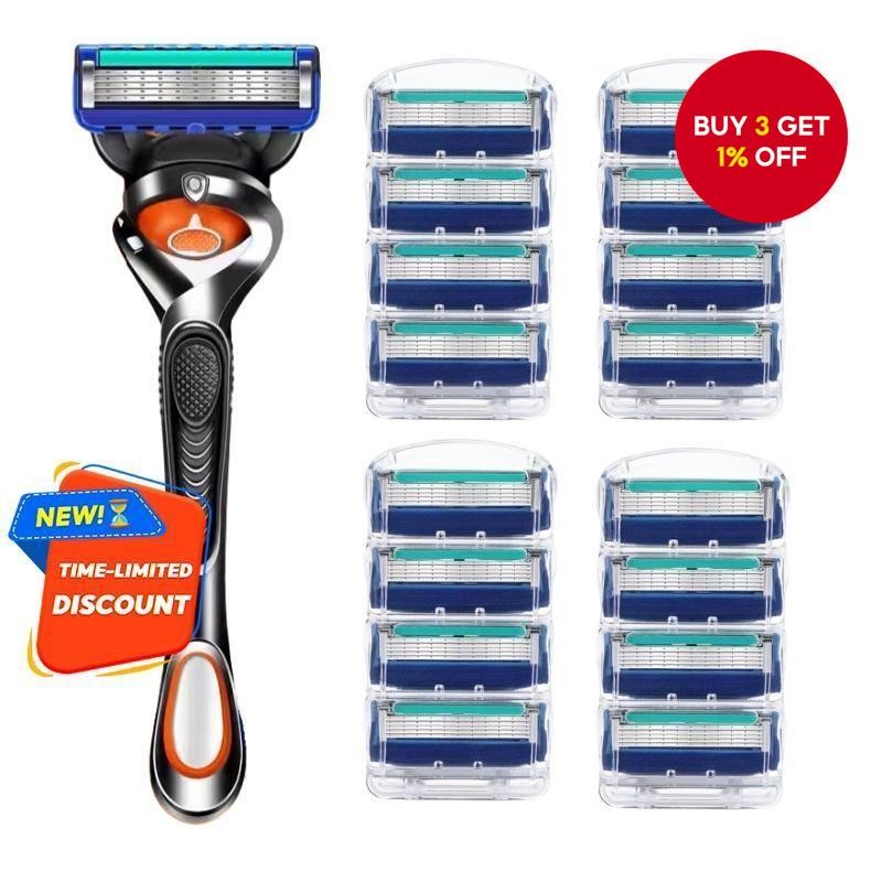New Men's Manual Shaving Razor with 5-Layer Blade Head, Anti-Scratch ...