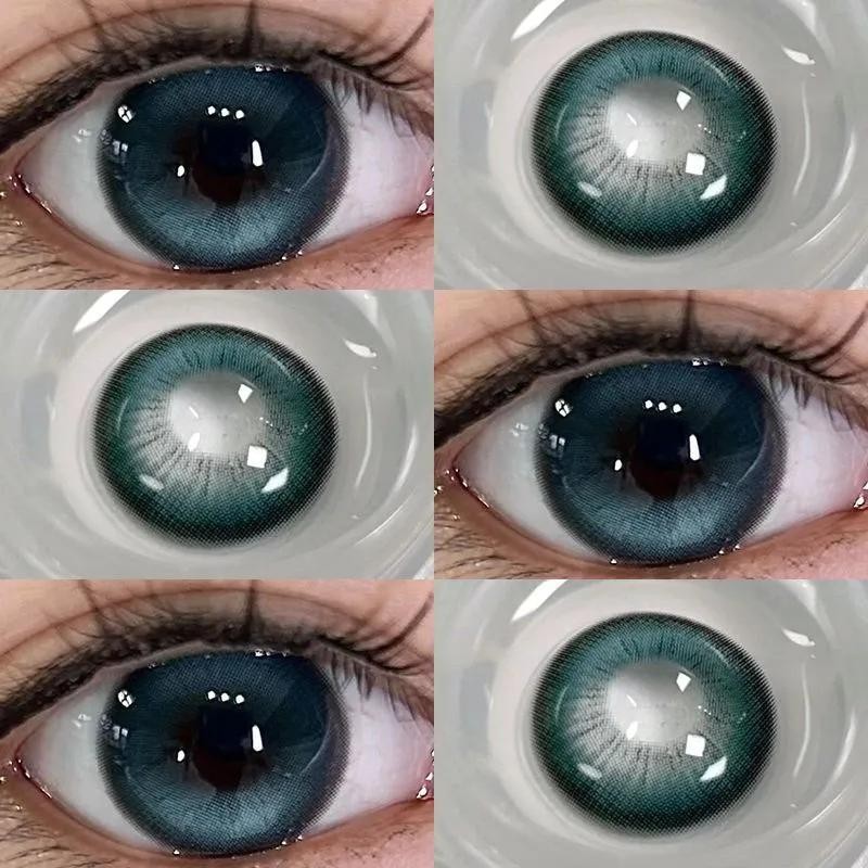 QM Blue-Green Clear Sky Night Contact Lens Large Diameter Semi-Throwing ...