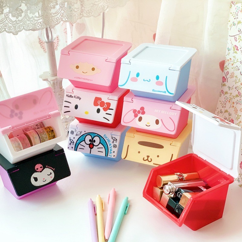 Cute KT Cat Y2K Desktop Storage Box Kuromi Melody Pochacco Jewelry Box ...