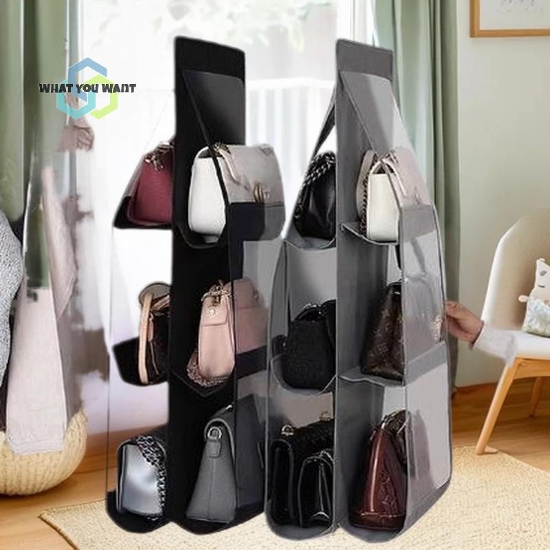 Hanging Handbag Organizer Wardrobe Closet Transparent Storage Bag Door ...