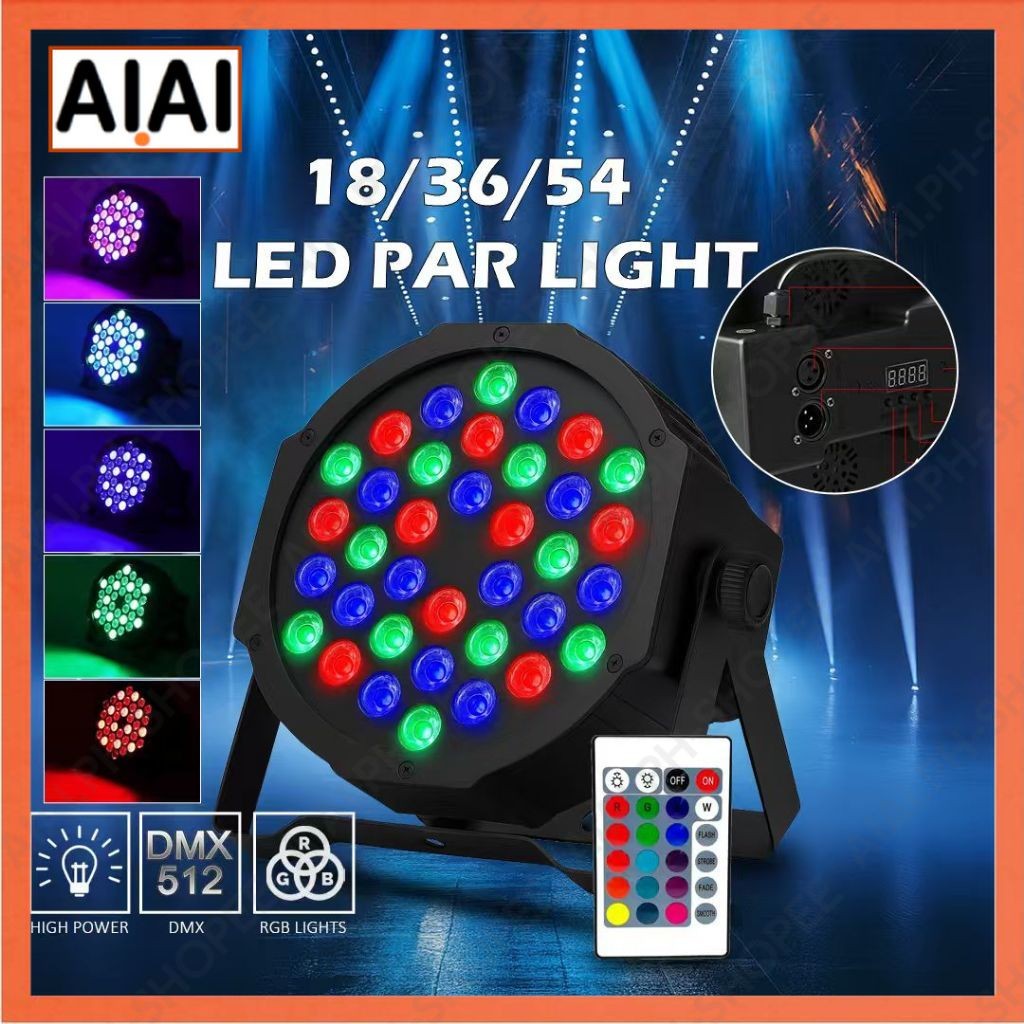 18 / 36 / 54 LED PAR Light Concert Stage Lighting DMX512 IN OUT Master ...