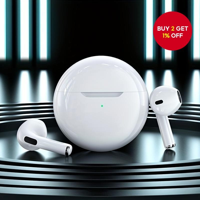 Pro 6 Earphone White Pink Color TWS Wireless Bluetooth Touch Control ...