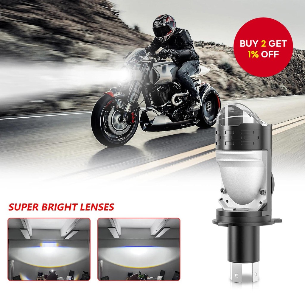 H4 Projector Lens LED Headlight for Motorcycle 10000LM 55.3W Plug ...