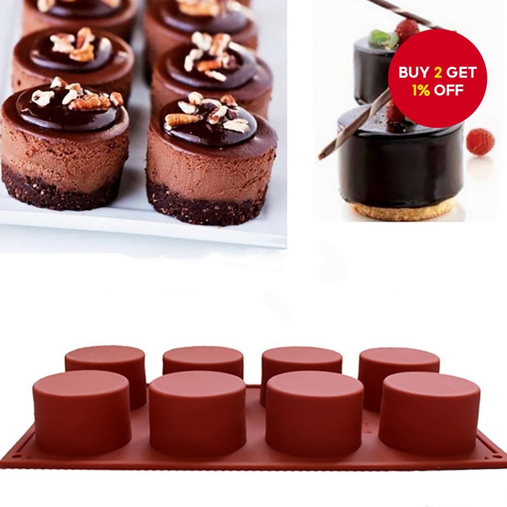 8-Cavity Round Silicone Baking Mold - Versatile for Cakes, Jellies ...