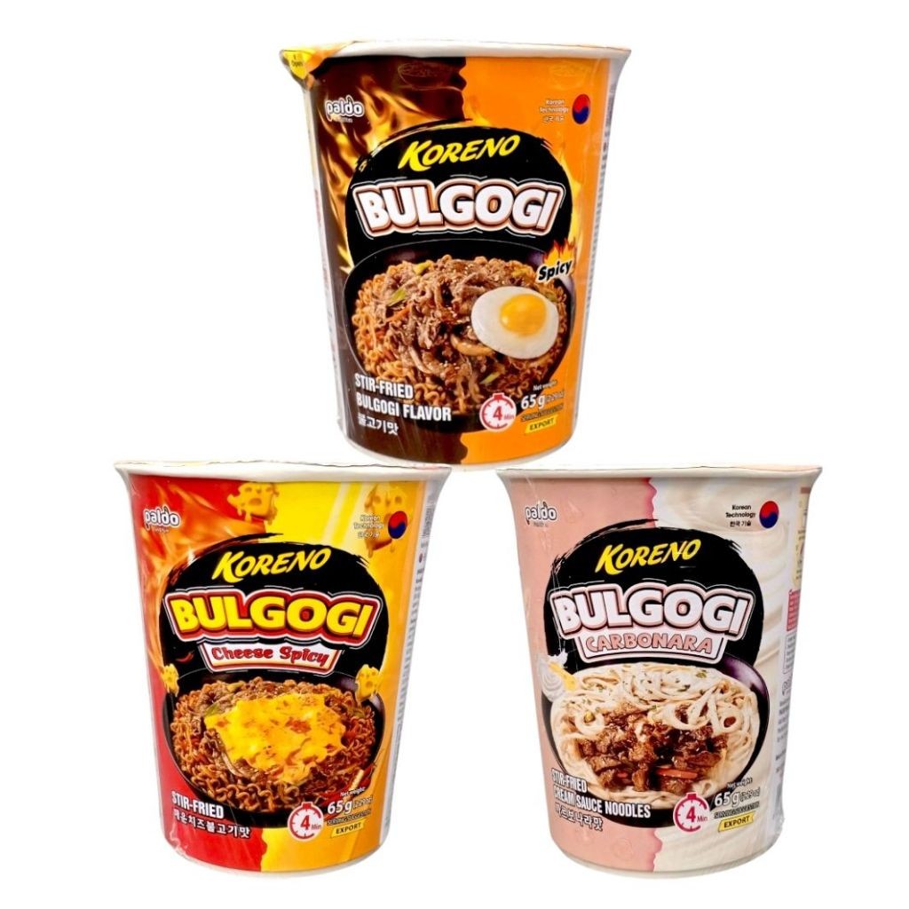 Paldo Koreno Small Cup Stir Fry 65g - Bulgogi Carbonara /Bulgogi Cheese ...
