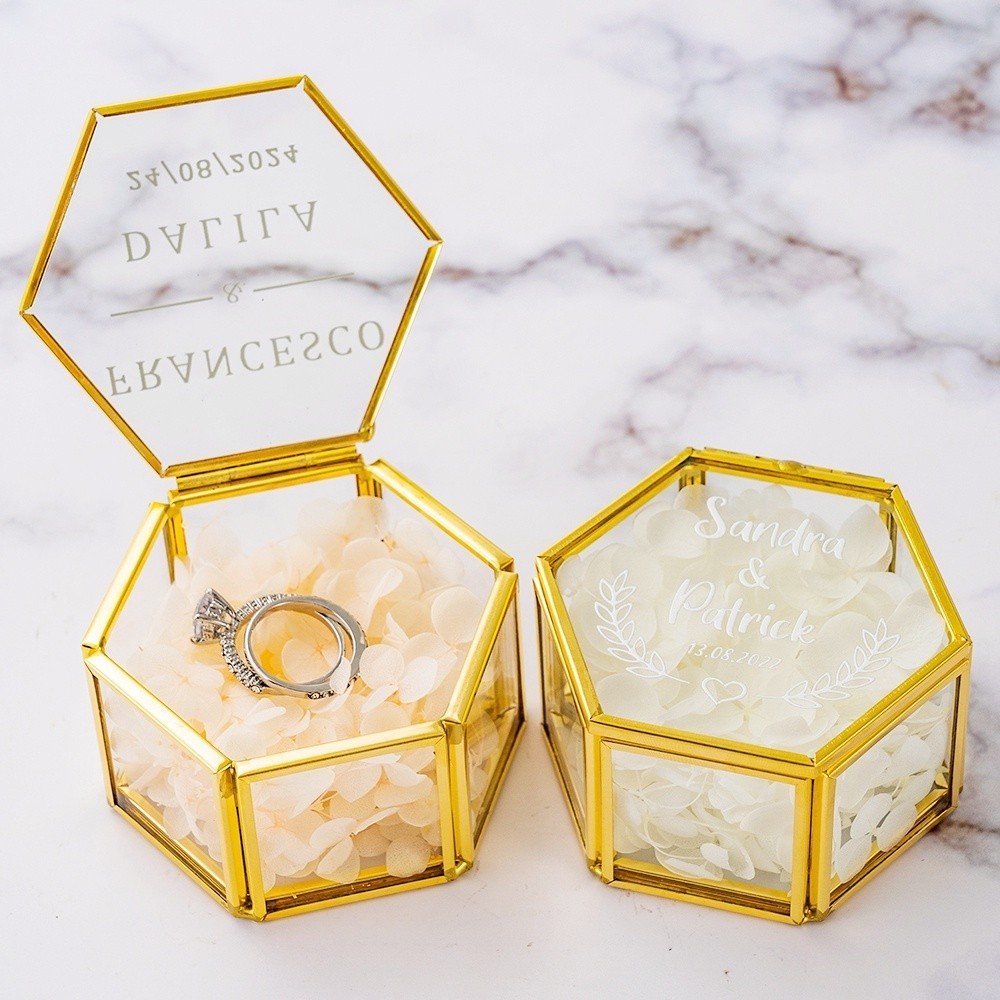 Hexagon Transparent Ring Box Glass Jewelry Box Jewelry Display Box ...