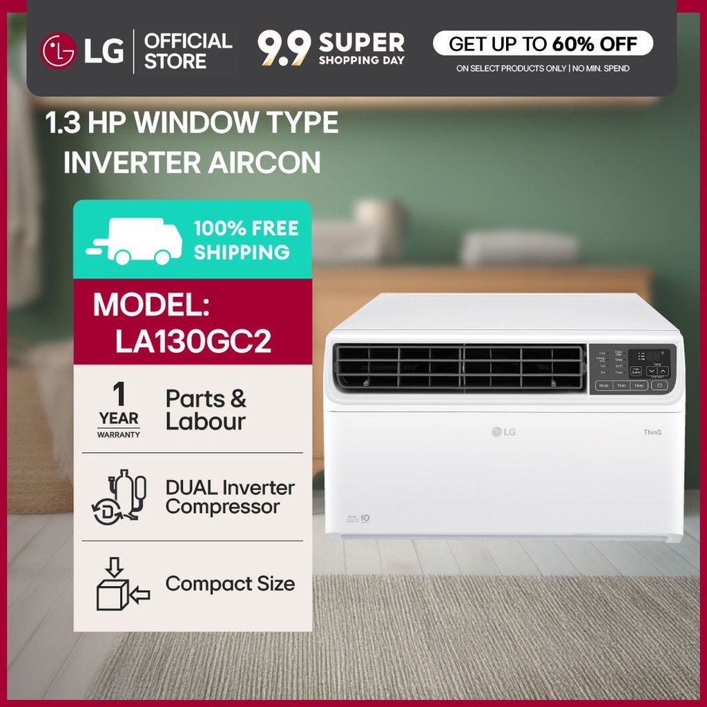 LG Air conditioner - 1.3 HP Window Type Dual Inverter Compressor Aircon ...