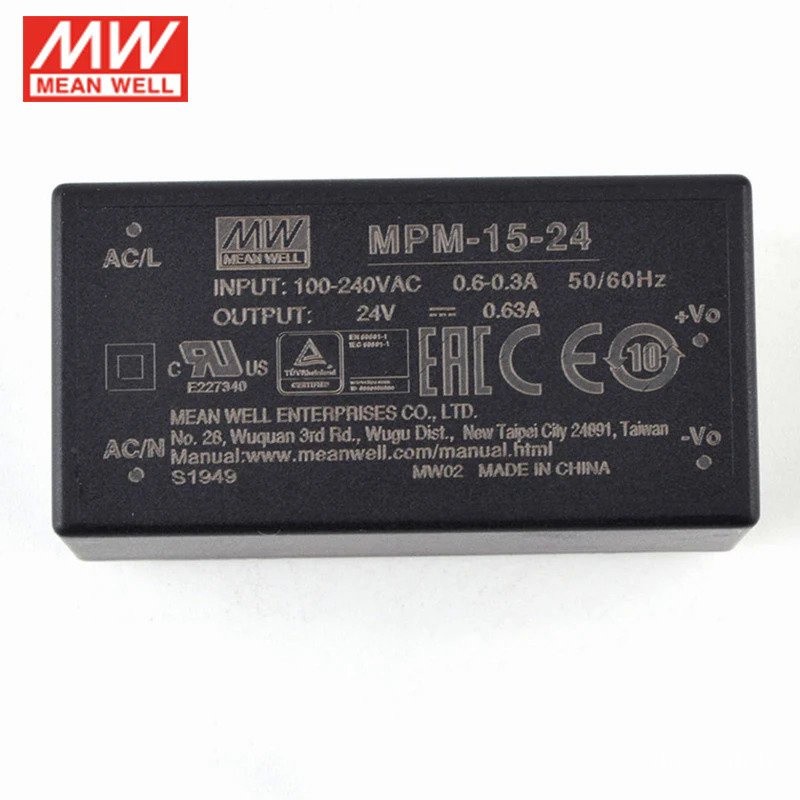 MEAN WELL MPM-15 5V/3A 12V/1.25A 15V/1A 24V/0.63A 15W Medical ...