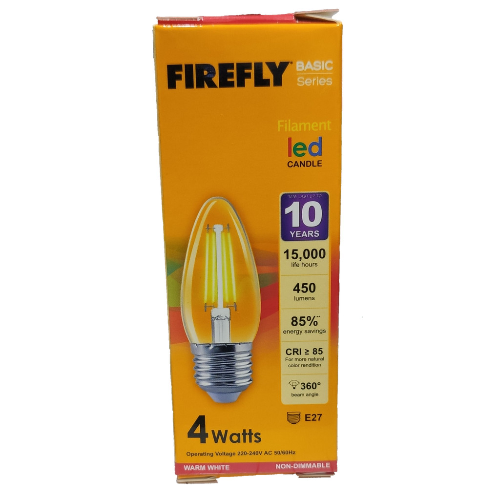 Firefly 4W LED Candle Filament Bulb E-27 Warm White 220V E27 - EBC904WW ...