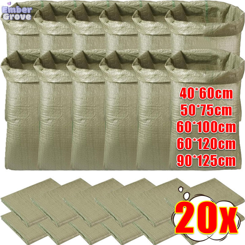10/20Pcs Heavy Duty Empty Cement Sand Bags / Large Capacity Woven Flood ...
