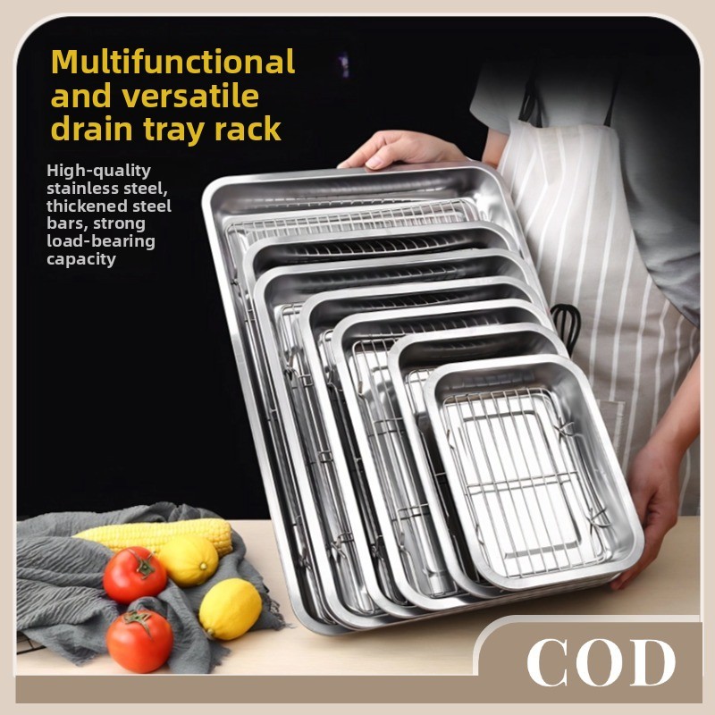 Stainless Steel Oil Drip Tray Strainer Rectangular Frying Skewer Oil ...