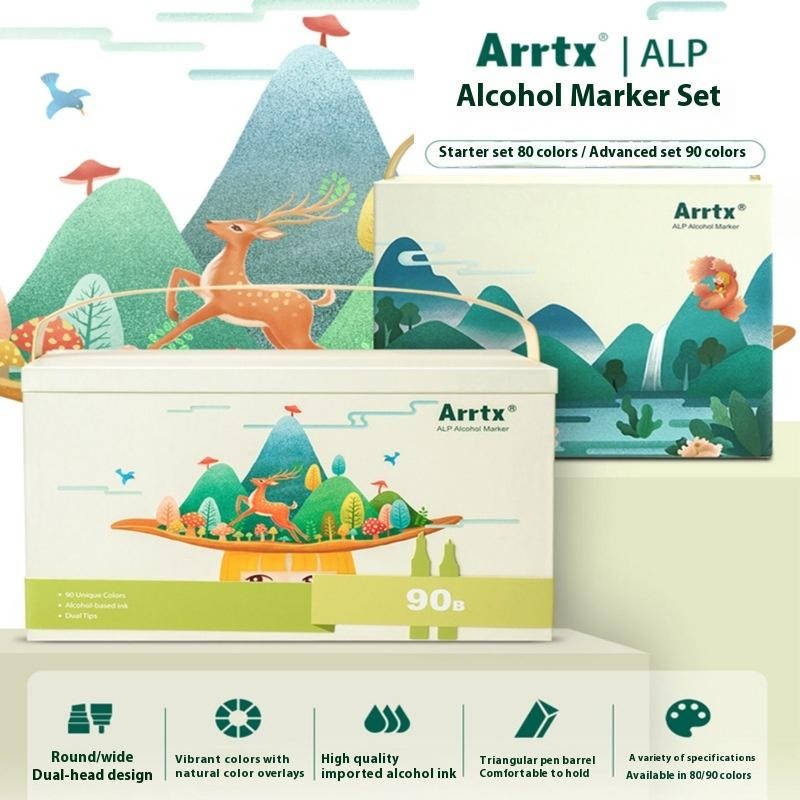 Arrtx ALP 80/90 Colors Alcohol Markers Dual Tips Art Marker Pen with ...