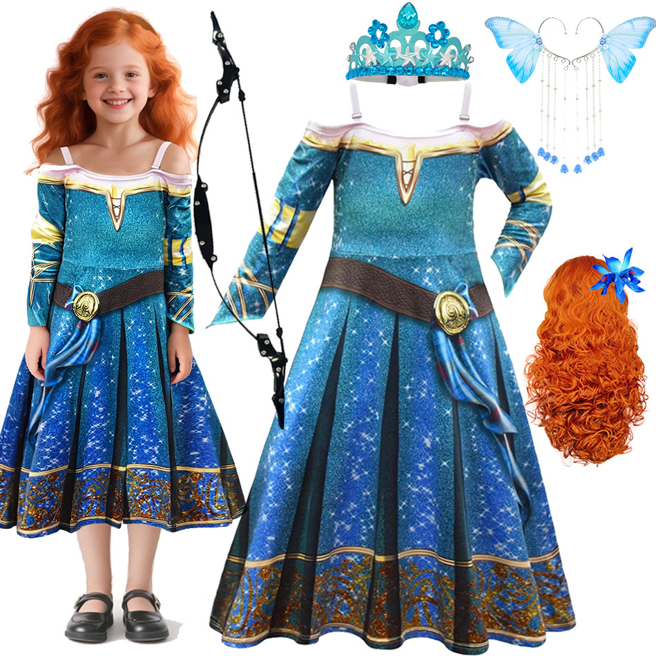 Merida Cosplay Dress For Kid Girl Brave 3D Printing Halloween Off ...