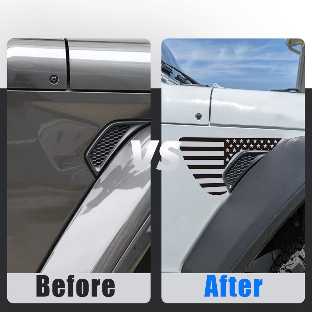 Pincuttee Side Fender Vent American Flag Decals,USA Flag Decal for Jeep ...