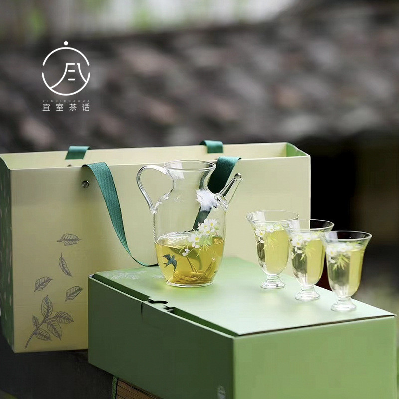 Yishi Tea Hua Imitation Song Glass Teapot Hand-held Teapot Tea Set ...