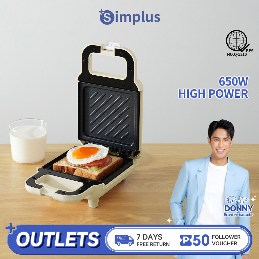 Simplus Sandwich Maker Multifunctional Breakfast Machine Non Stick Dual ...