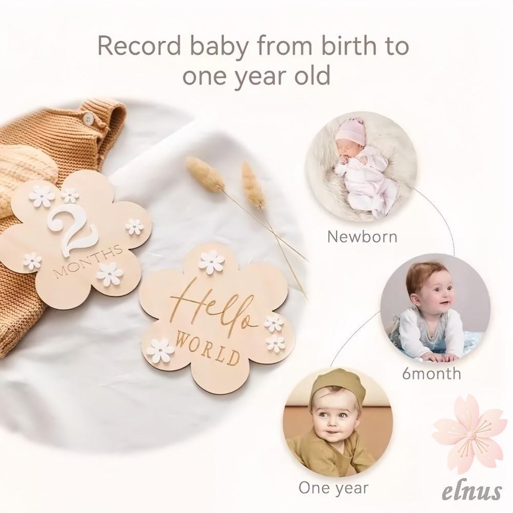 ELNUS Newborn Growth Commemorative Card, Calendar Wooden Baby ...