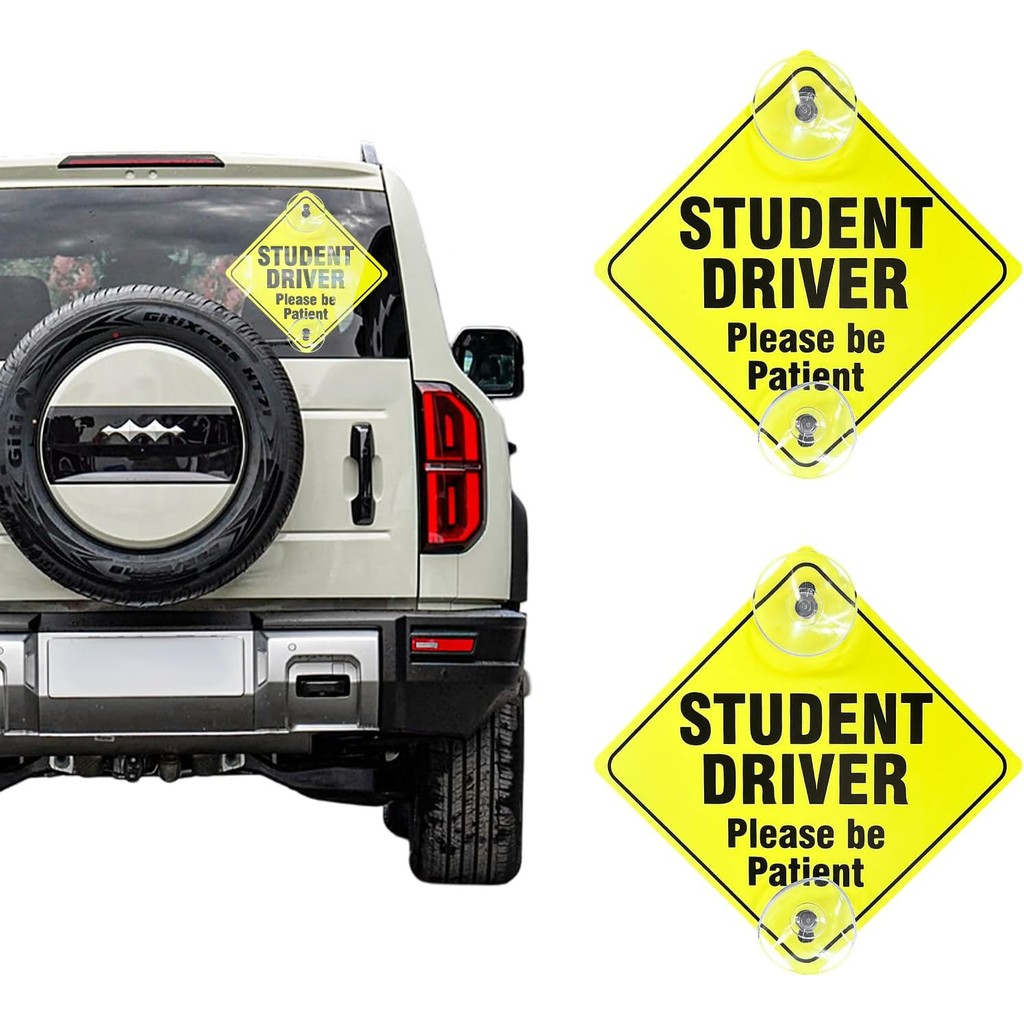 2 PCS Student Driver Sign for Car Window, 5"×5" Please Be Patient New ...