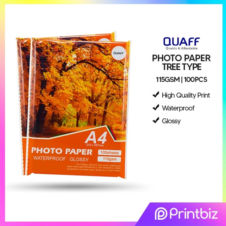 QUAFF Photo Paper A4 Size 115GSM (100 Sheets/pack) | Shopee Philippines