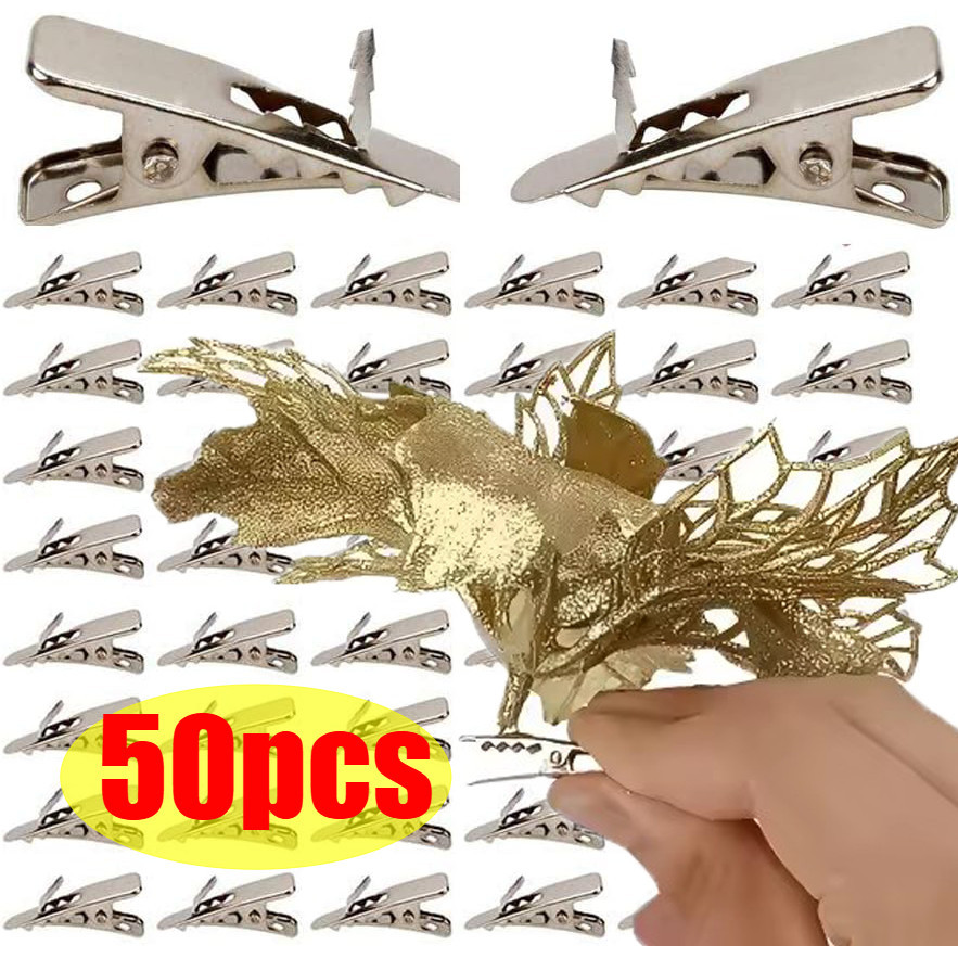 10/30/50Pcs Mini Metal Wreath Flower Clips / Christmas Tree Flower ...