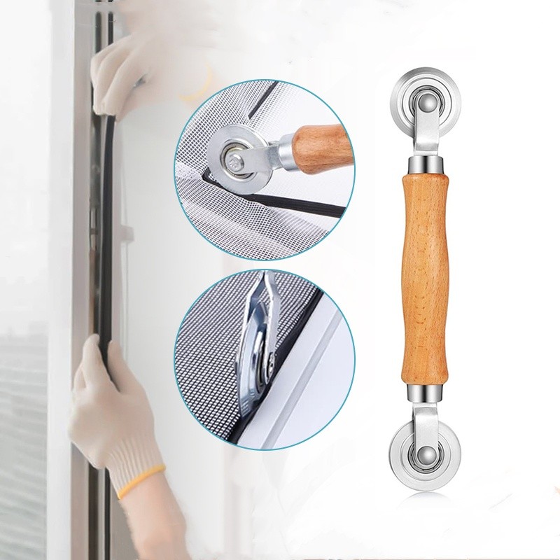 Double-Head Window Screen Spline Roller Wooden Handle Screen Frame ...