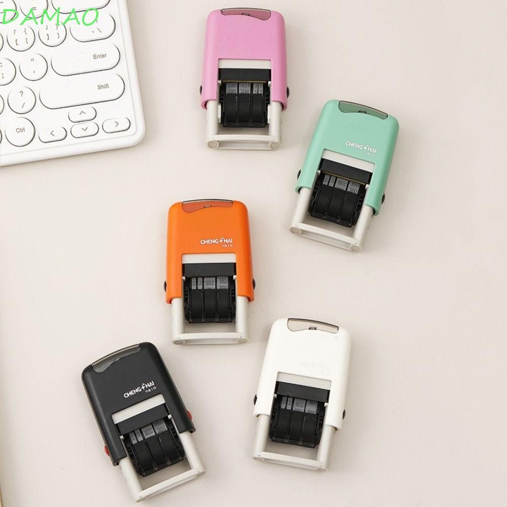 DAMAO Date Stamps, English Version Handle Account Self-Inking Stamps, Universal Automatic Ink ...