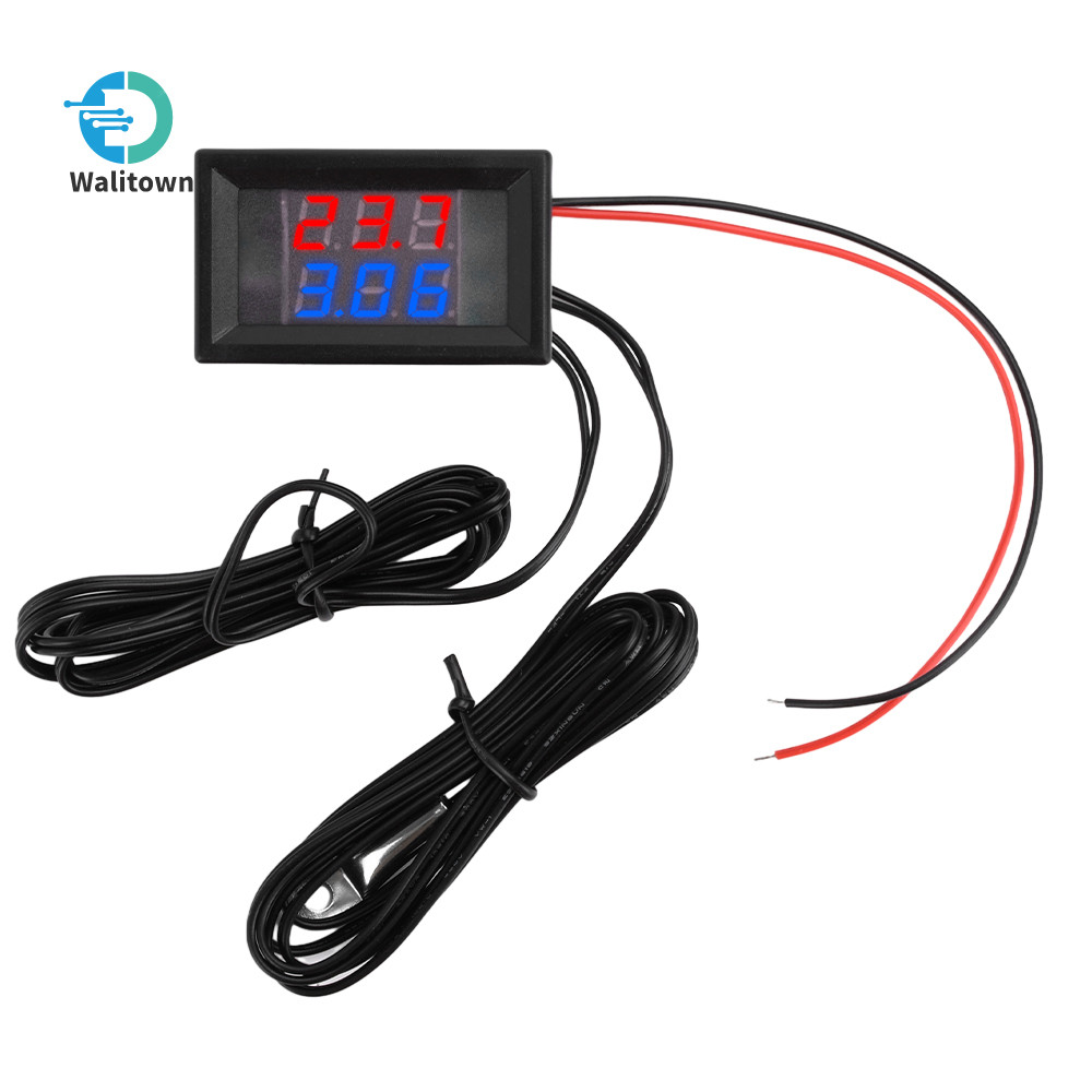 DC4-28V 3-Digit Dual Display Digital Thermometer with NTC Metal ...